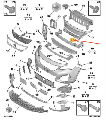 PEUGEOT 3008 Front Bumper Absorber 9824513780 NEW GENUINE | eBay