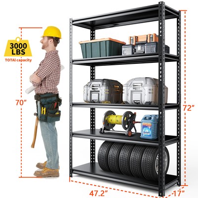 Adjustable Shelving 5-Tier Heavy Duty Metal Storage Bookshelf Support ...