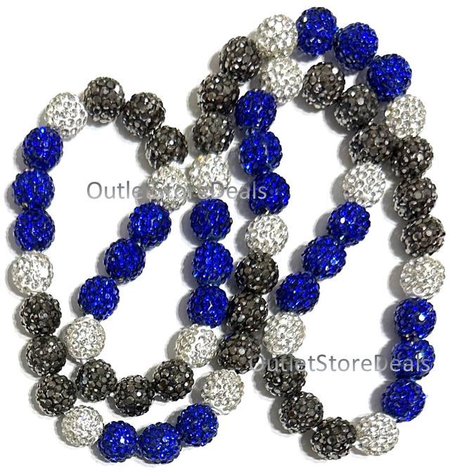 Iced Disco Bling Ball Crystal Rhinestone Beaded Baseball Necklace Royal ...