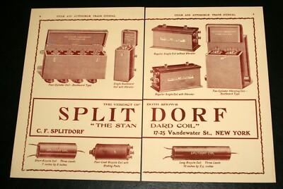 1903 OLD MAGAZINE PRINT AD, C.F. SPLITDORF, THE STANDARD COIL ...