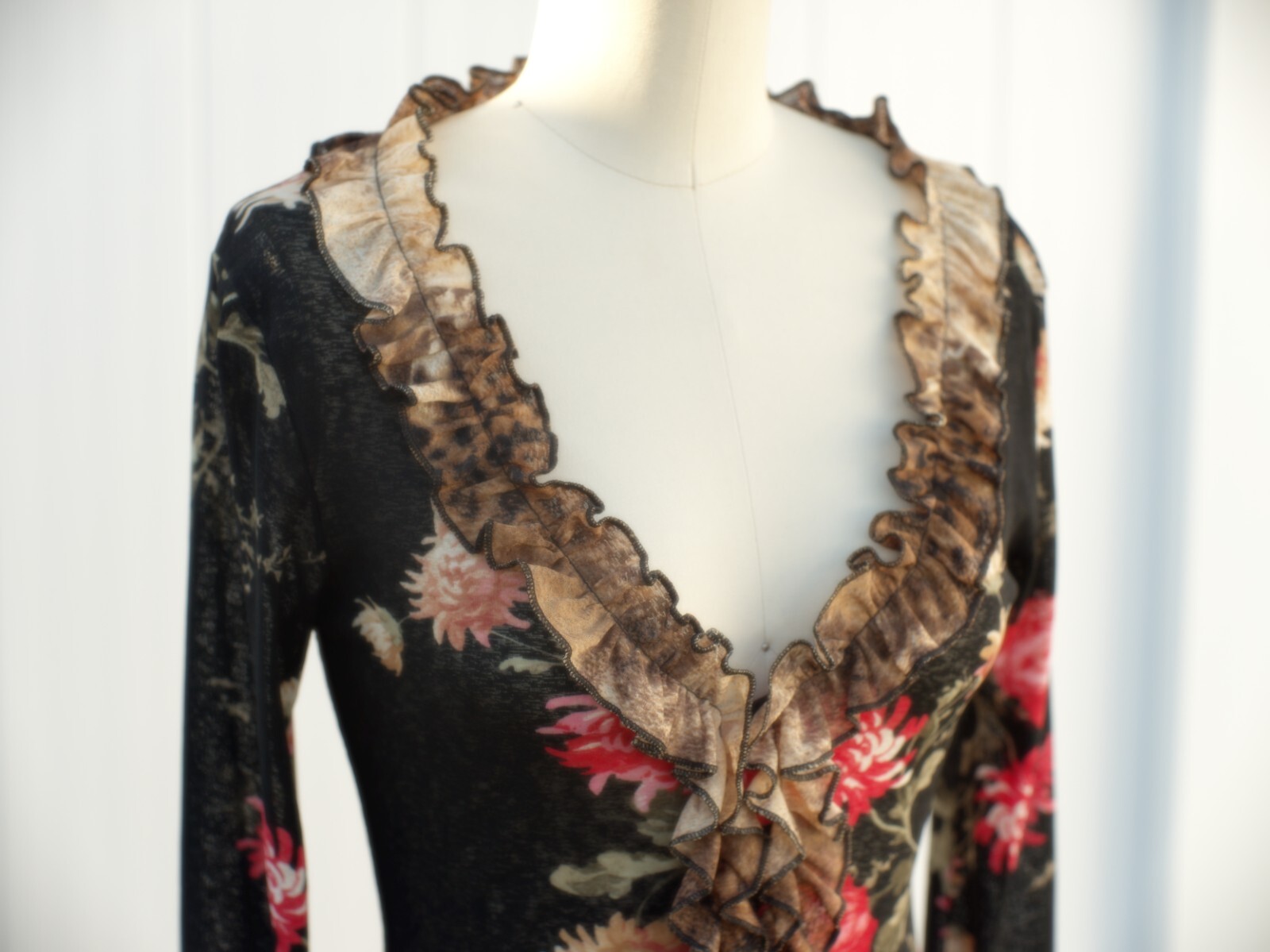 rectangle blanc PARIS Size S Poets Blouse Animal Flower Boho Chic Y2K ...