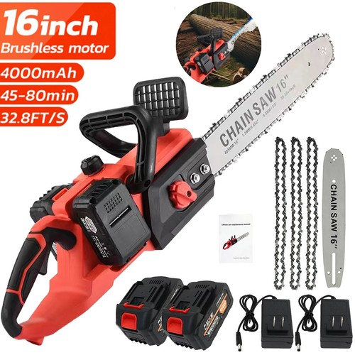 16" Cordless Chainsaw 42V Brushless Electric Handheld Chain Saw w ...