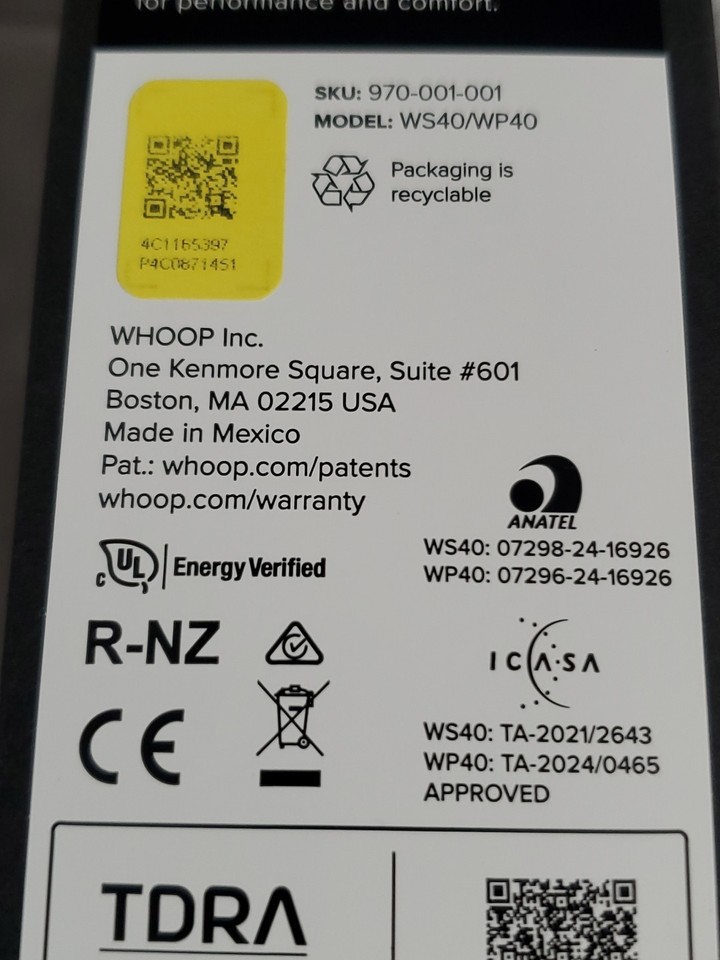 Whoop 4.0 WS40/WP40 Fitness Tracker - Onyx 970-001-001 NEW Sealed | eBay