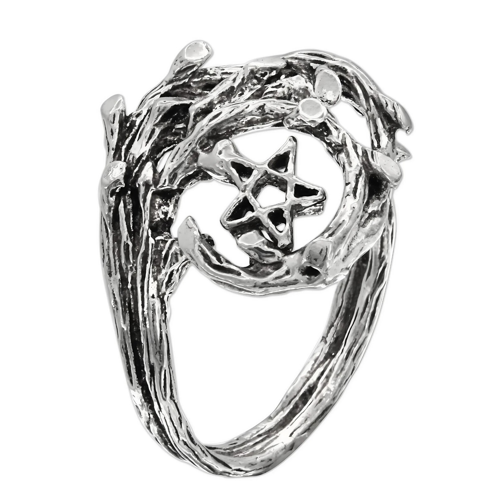 Druid Ring - Sterling Silver Tree Branch Pentacle Pentagram Jewelry ...