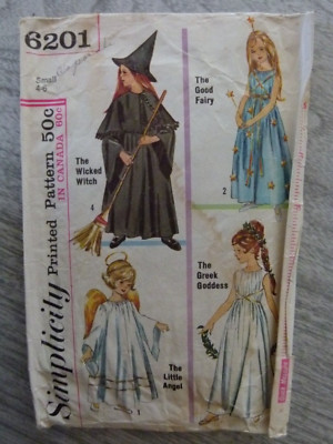 VNTG 60s Pattern Girl Costumes Angel Witch Fairy Goddess Simplicity ...
