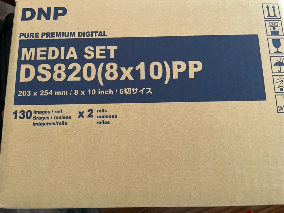 DNP Pure Premium Media for DS820A Printer, 8x10" 130 Prints Per Roll, 2 ...