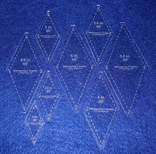 Diamond Templates 8 Pc Set No Tips 2" - 5 1/2"- Clear 1/8" 45 Degree | eBay