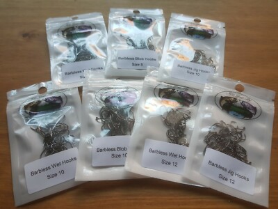 50 x Competition TROUT HOOKS FLY TYING 50 x BARBLESS BLOB /WET/JIG ...