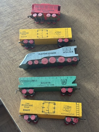 Vintage Playtime Express Wood Train Set Of 5 New York Central ...