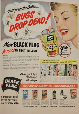1950 Black Flag Insecticide Vintage Print Ad Kills Bugs Dead | eBay