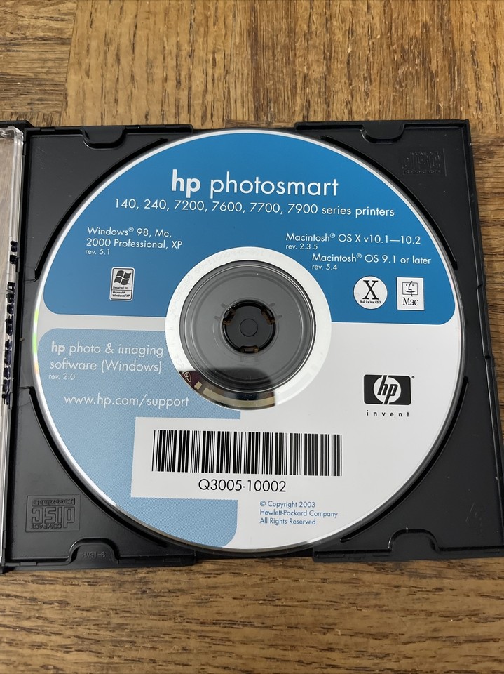 HP Photosmart PC CD Rom Software For 140,240,7200,7600,7700,7900 ...