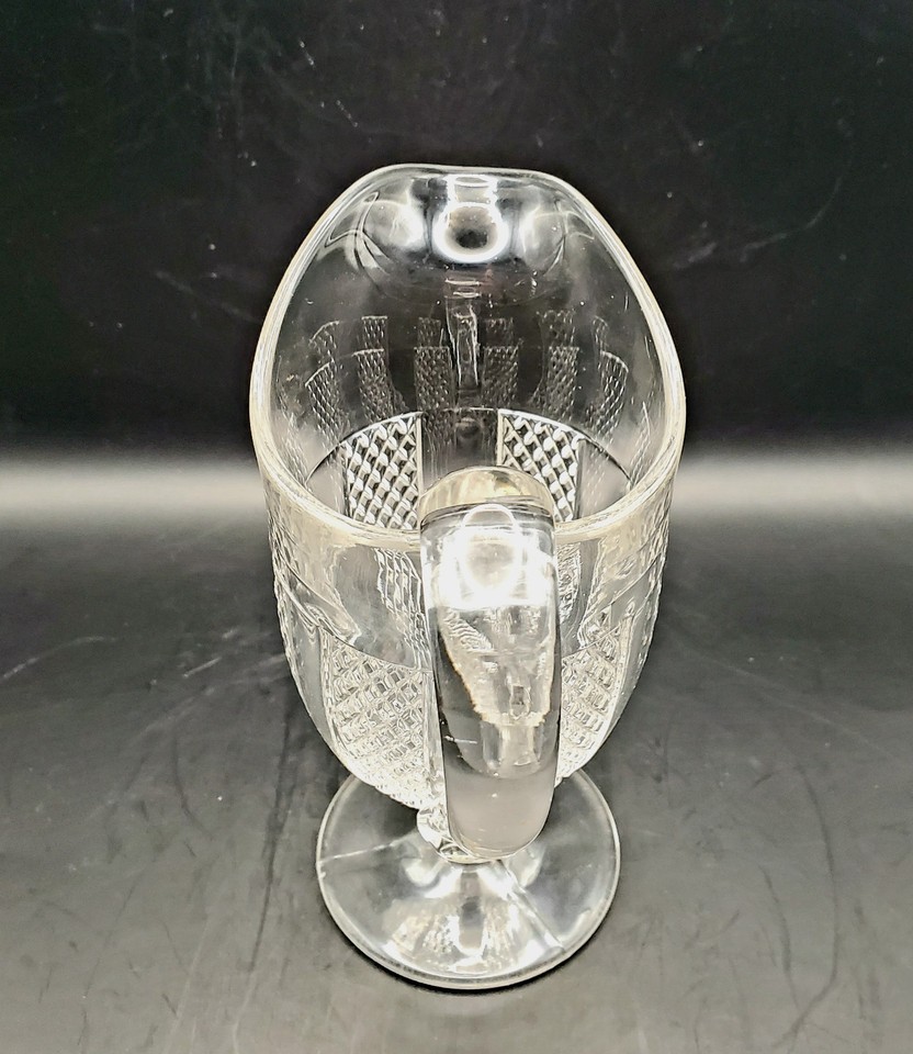 Diamond Point EAPG clear glass footed creamer pitcher-6.5" tall | eBay