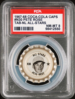 1967 TAB Coke PETE ROSE N.L. All-Star Bottle Cap N30 PSA 8 NM-MT Pop 3 ...