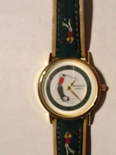 Penatech Quartz Analog Watch Golfer Image w/golf ball second hand NEW ...