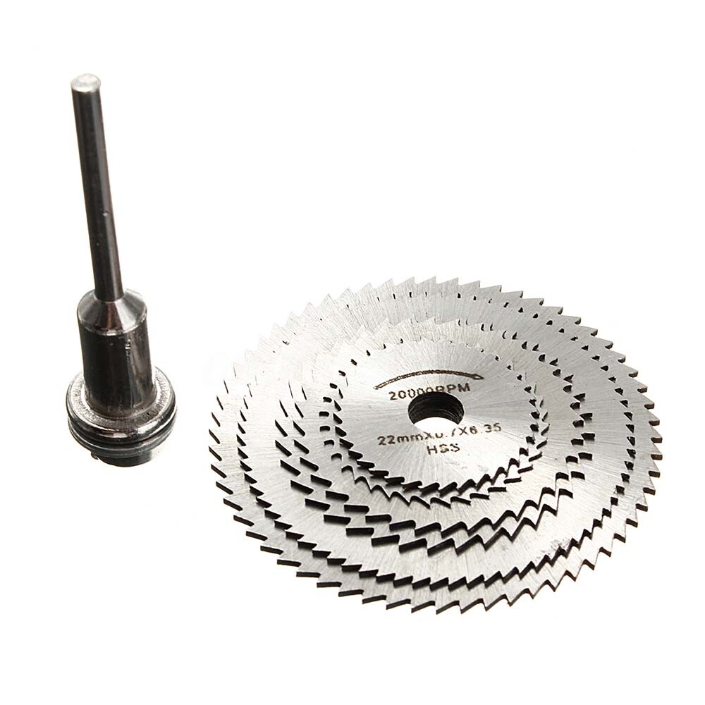 7PCS 22-50mm HSS MINI Circular Saw Blade Cutting Discs Set and Mandrel ...