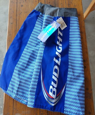 Bud Light Lite Beer Blue Dot White Board Swim Trunks Shorts Mens Size ...