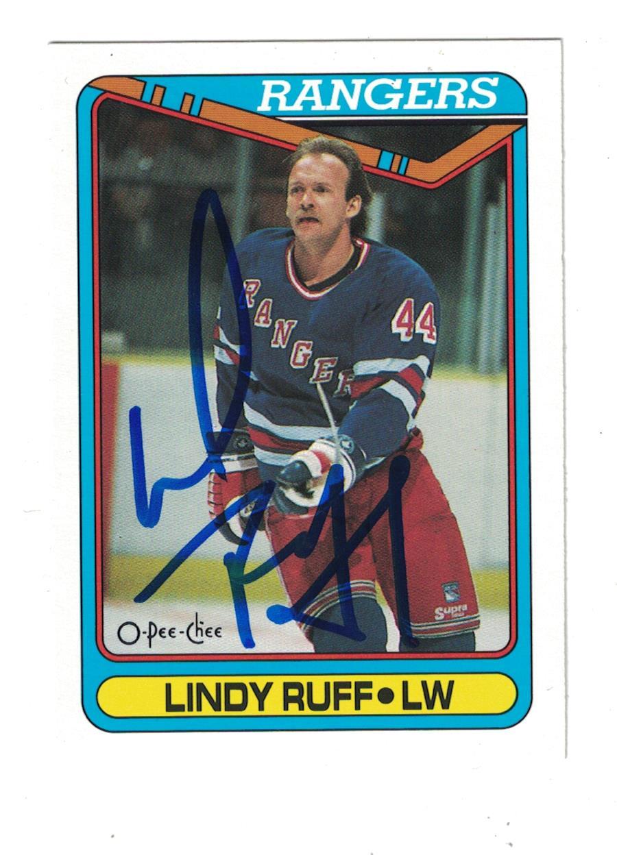 Lindy Ruff Autographed New York Rangers 1990-91 OPC Hockey Card Signed ...