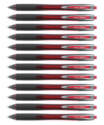 Uni-Ball Vision RT Rollerball Pens, Fine Point, Red Ink, 12-Count | eBay