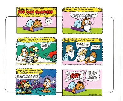 1980's Vintage Garfield COMIC STRIP Pin-Up WALL ART - RIP VAN GARFIELD ...