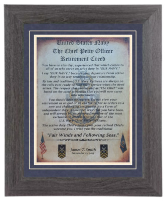 MC-BEST: NAVY Retired Chief Petty Officer CPO Creed Framed Matted ...