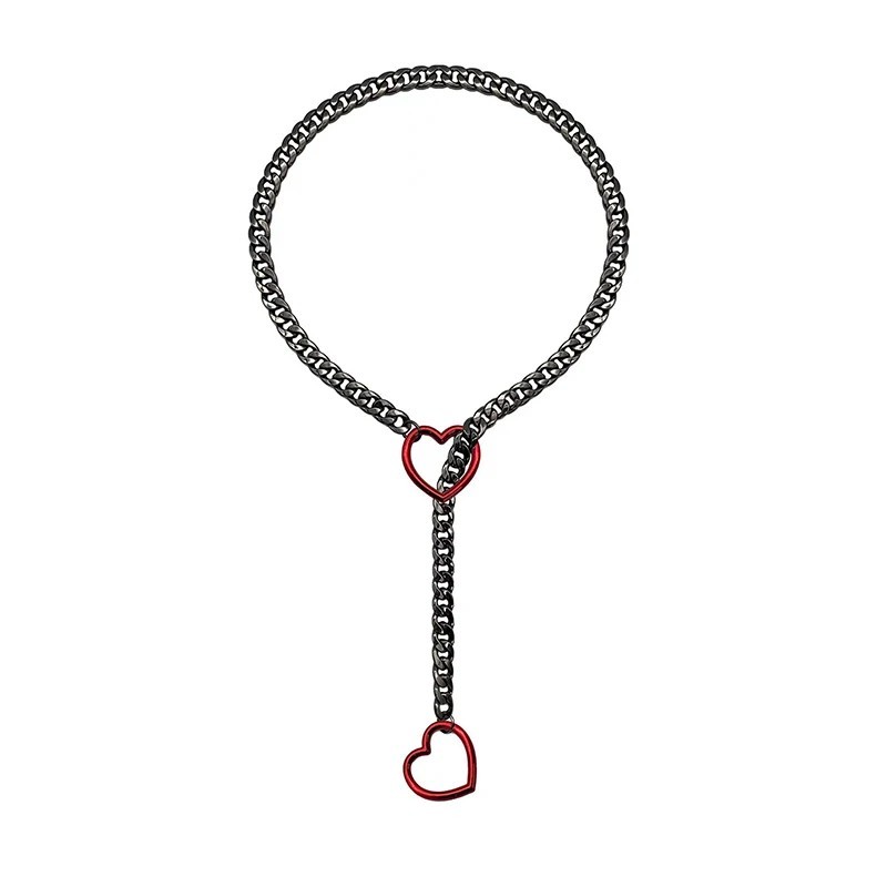 Heart Slip Chain Necklace For Women Punk Rock Long Chain Choker Goth ...