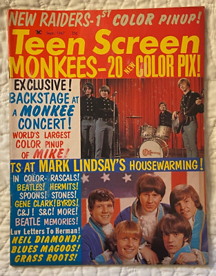 TEEN SCREEN Sept. 1967 MONKEES Raiders GRASS ROOTS Neil Diamond YOUNG ...