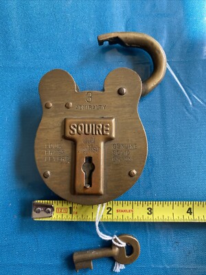 VINTAGE #3 SQUIRE OLD ENGLISH ADMIRALTY BRASS PADLOCK WITH 1 KEY - JAS ...