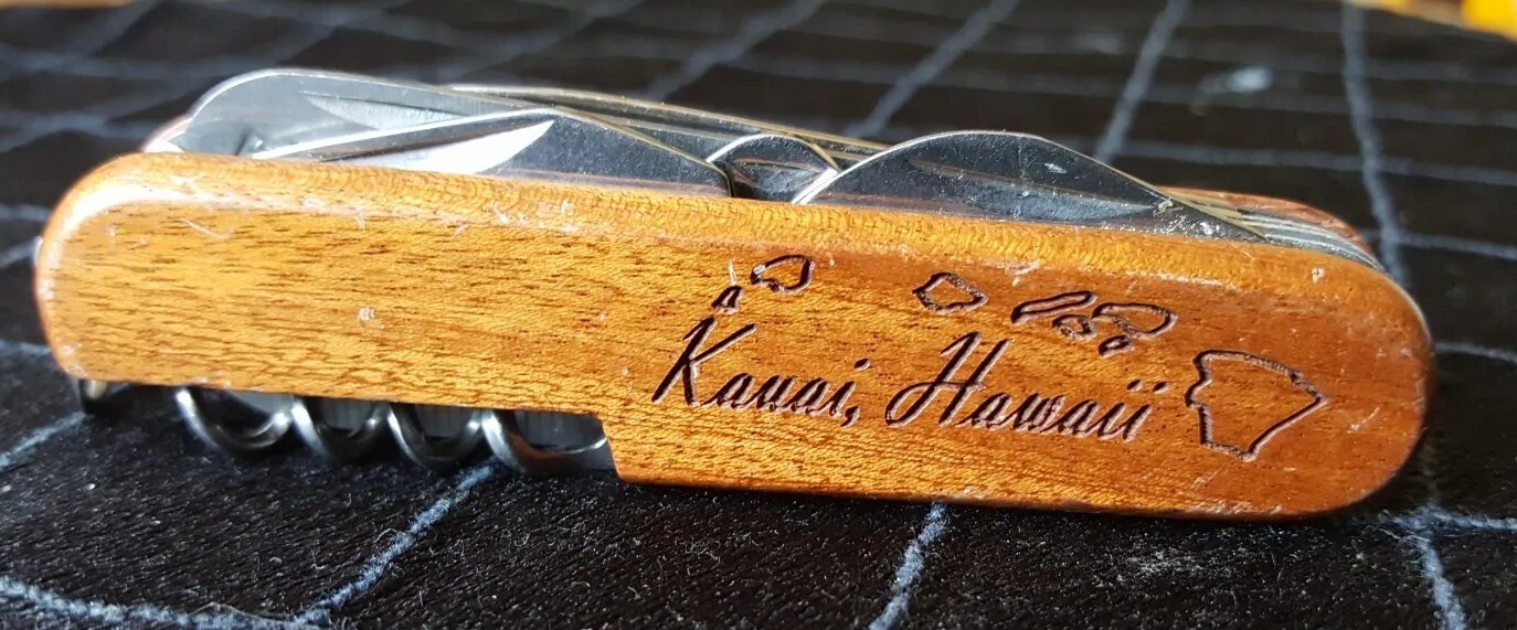 Kauai Hawaii Lopaka Koa Wood Pocket Knife Multipurpose Tool Hawaiian ...