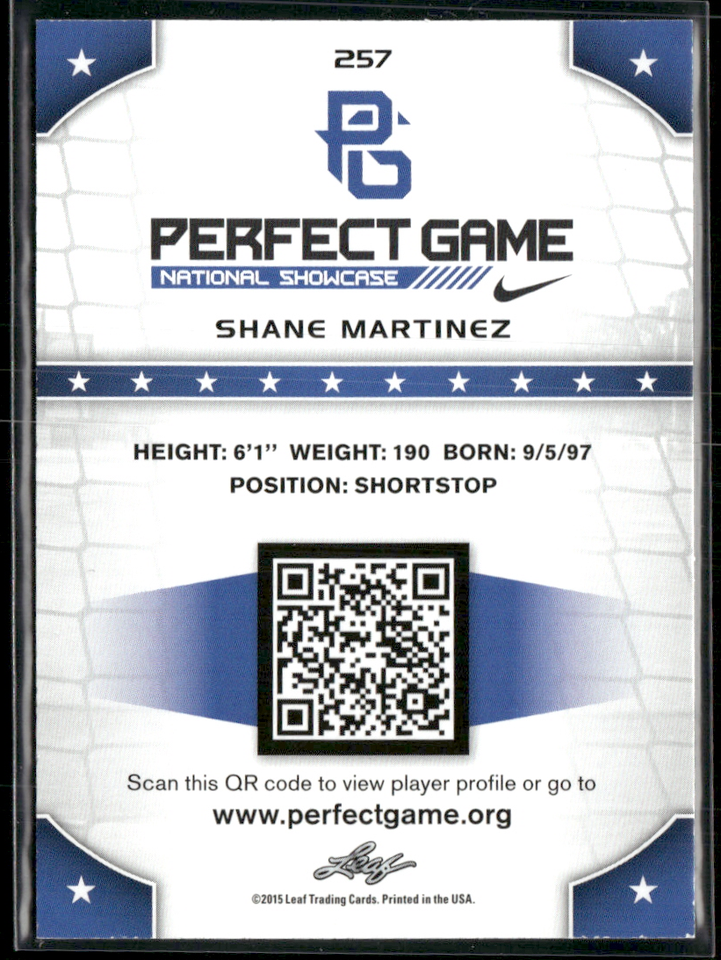 Shane Martinez 2015 Leaf Perfect Game #257 | eBay