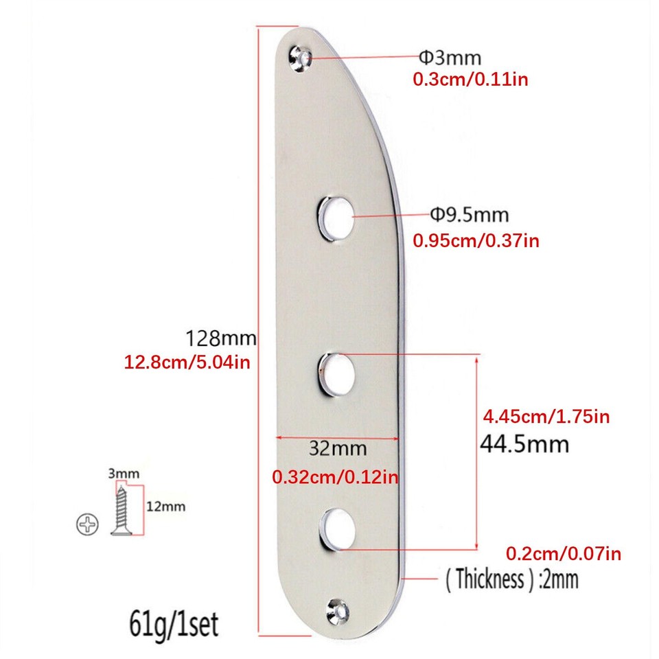 3-Hole Repair Electric Guitar Bridge Switch Control Plate for TELE Bass ...