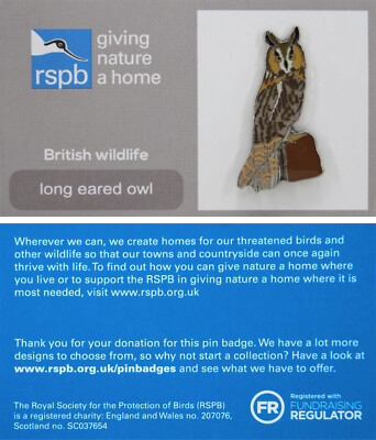 RSPB Pin Badge GNaH Long eared Owl on grey V.1 (2012 Release) P02690 ...