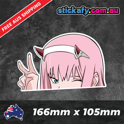 Zero Two Peeking Sticker Funny Laptop Car Window Bumper 4x4 Decal | eBay