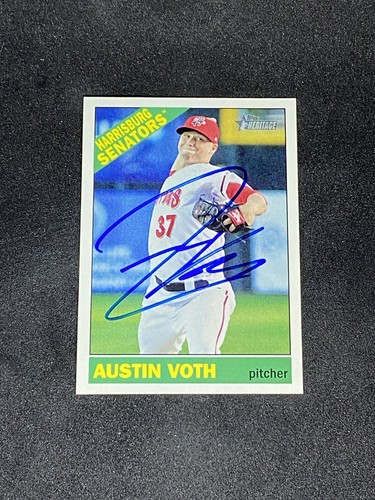 Austin Voth 2015 Topps Heritage Minors #12 Harrisburg Senators Auto ...
