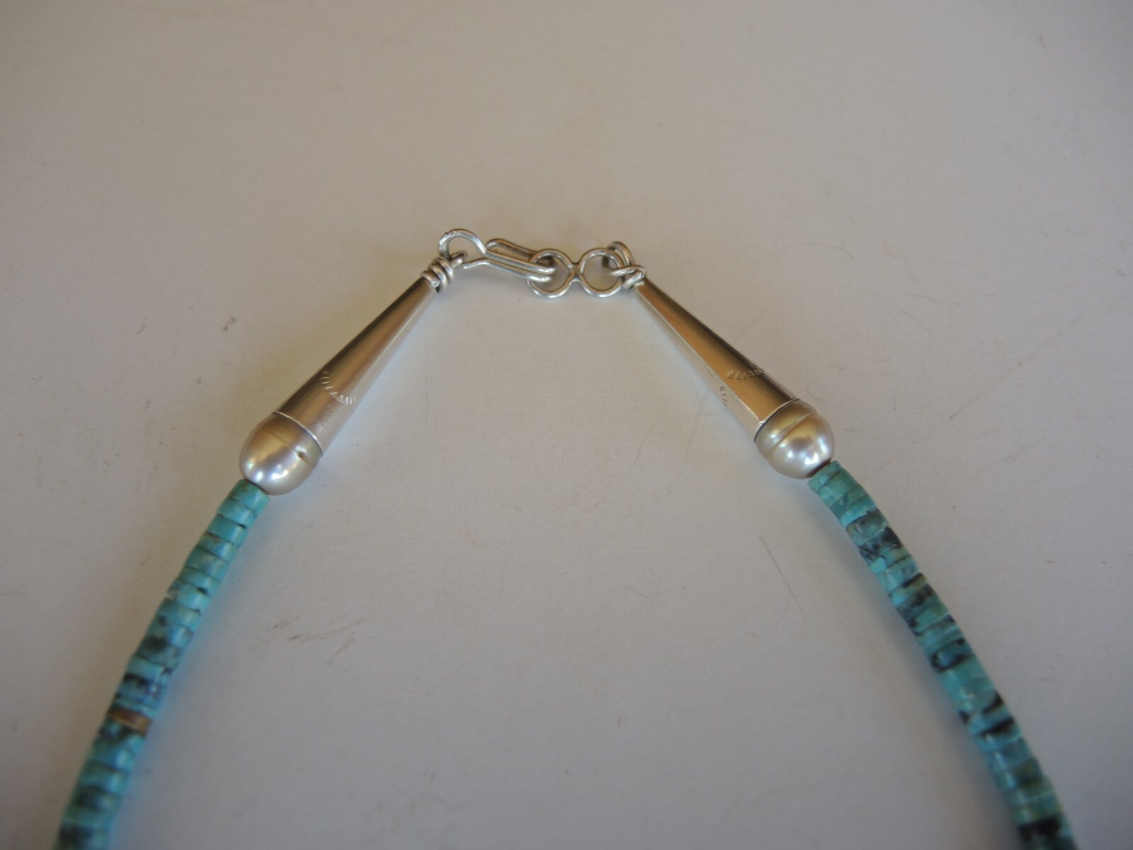 Navajo Turquoise Bead Necklace with Sterling Silver Pendant Tonya J ...