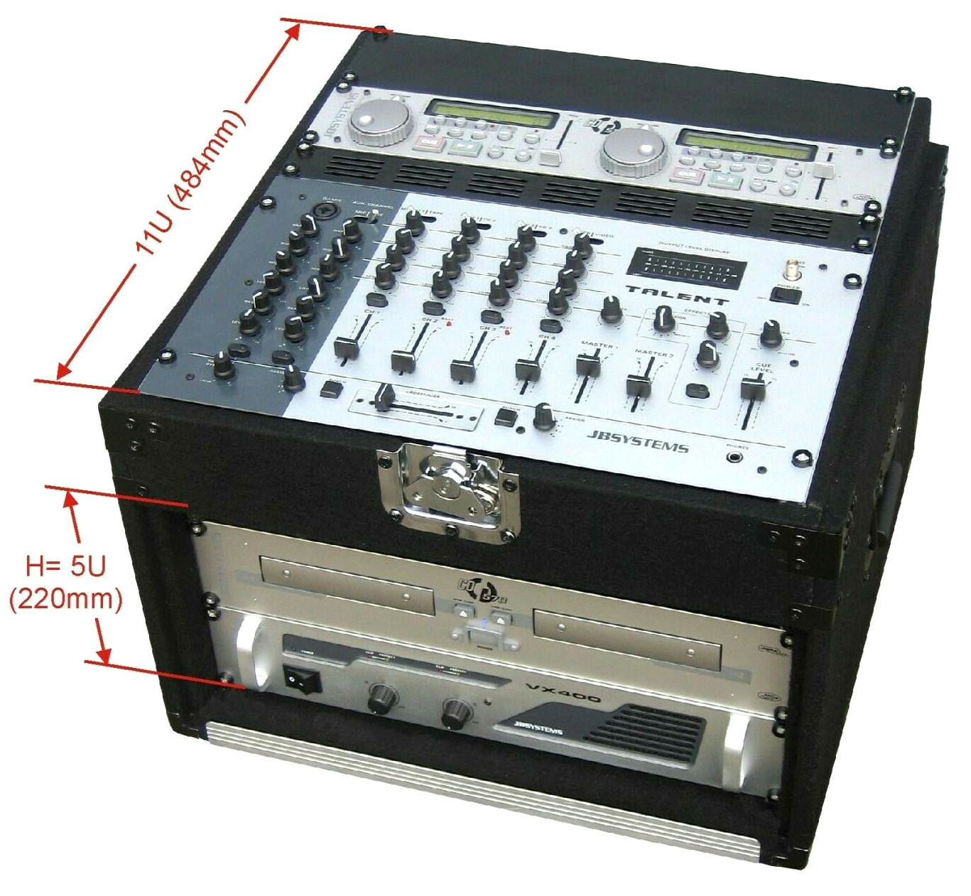 DJ Carpet CASE RACK Mischpult CD-Spieler MP3 Endstufen Funkmikrofone 19 ...