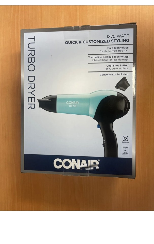 CONAIR DRYER 1875 WATT TURBO Tourmaline Ceramic Ionic Technology Mint Green. New | eBay