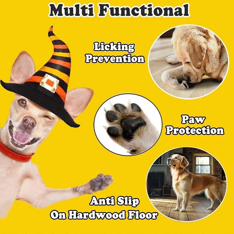4-Pack Anti-Slip Dog Socks Paws Stop Licking Adjustable Pet Paw ...