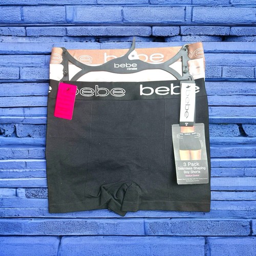 bebe Women’s 3 Pack LOGO Seamless Shaping BoyShorts~Medium Control~ALL ...