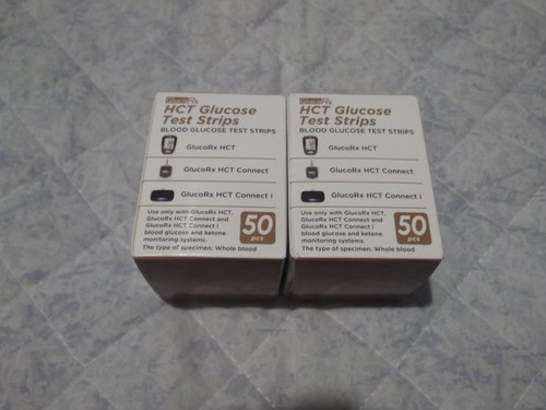 Gluco Rx HCT Blood Glucose Test Strips x 2 boxes 100 strips in total ...