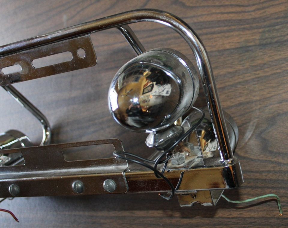 Harley Panhead License Plate Light Bar w/Glass Bullet Lights Shovelhead ...