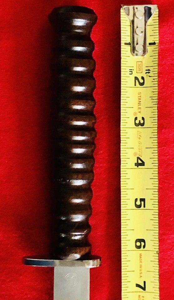 VINTAGE SWISS BAYONET MADE TO A THEATER KNIFE-MAHOGANY HANDLE-ORIGINAL ...