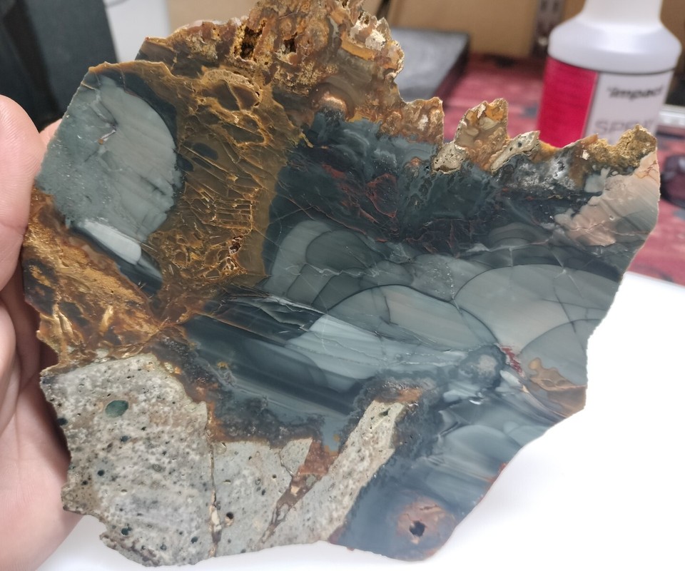 364g AAA+ Blue Mountain Jasper Pre-Polished 2 Sides Lapidary Display ...