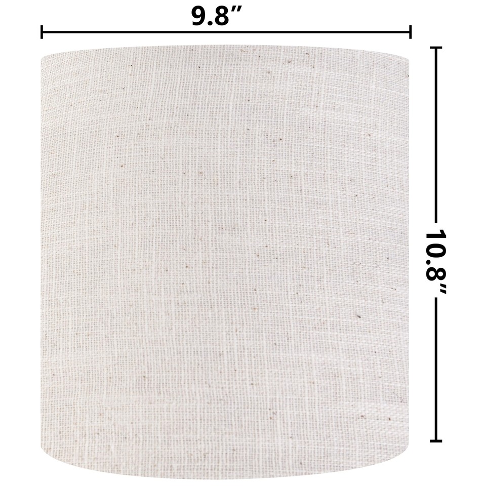 Set of 2 Oatmeal Tall Linen Drum Lamp Shades Medium Lamp Shade 9.8" Top ...