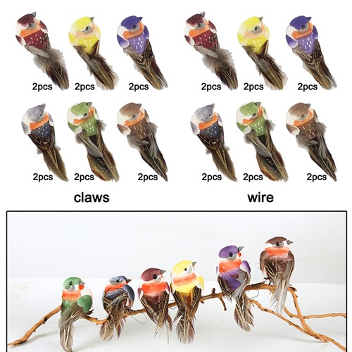 12Pcs Mini Realistic Artificial Birds Fake Bird Animal DIY Craft ...