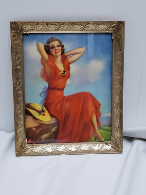 Vintage 1940s Pin Up Girl "Summer Days" FAS Framed Print Metal Frame ...