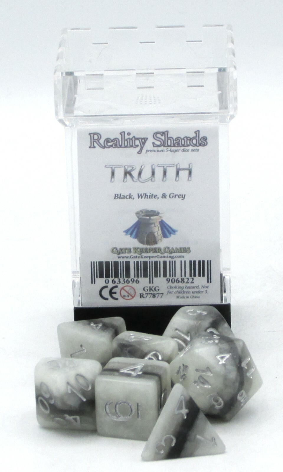 Reality Shards GKGR77877 Truth (Black White & Grey) Polyhedral Dice Set ...