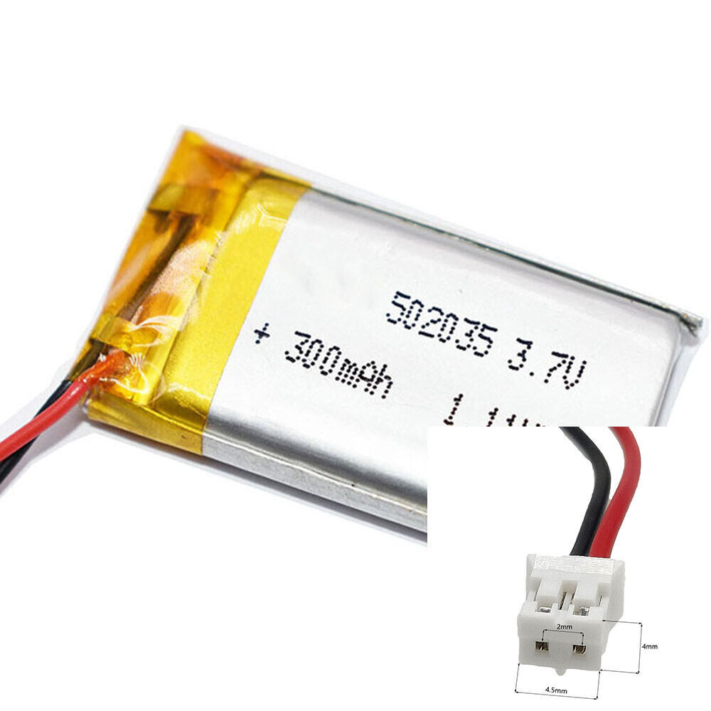 100Pcs 3.7V 300Mah 502035 Li-Polymer Li Battery Jst-Ph 2Pin 2.0 For ...