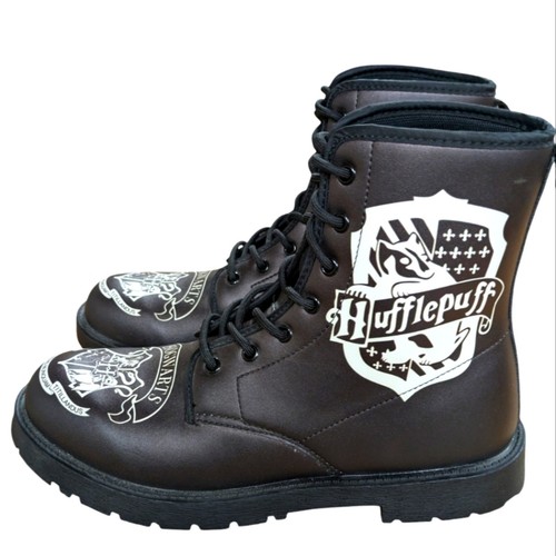 Harry Potter Hogwarts Hufflepuff Brown Vegan Leather Boots Size 10 W/7 ...
