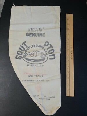 Vintage Cloth Cured Ham Sack Felts Ivor Va | eBay