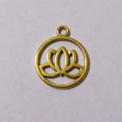 Gold Tone Lotus Flower Pendant Charm Hang Tag | eBay